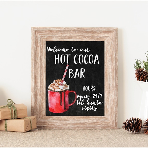 Hot Cocoa Bar Sign Printable Farmhouse Christmas Print | Etsy