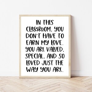 Classroom Inspiration Sign, You Are Loved Classroom Prints, in This ...
