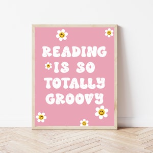 School Library Decor, Reading Corner Print, Retro Classroom Poster ...