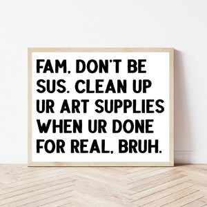 Art Classroom Poster, High School Art Teacher Gift, Funny Middle School ...