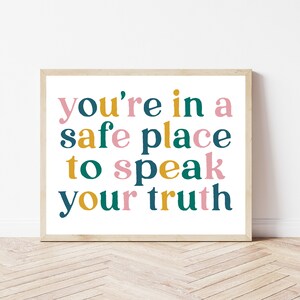 Therapy Prints, Safe Place Sign, Counselor Wall Art, Social Worker ...
