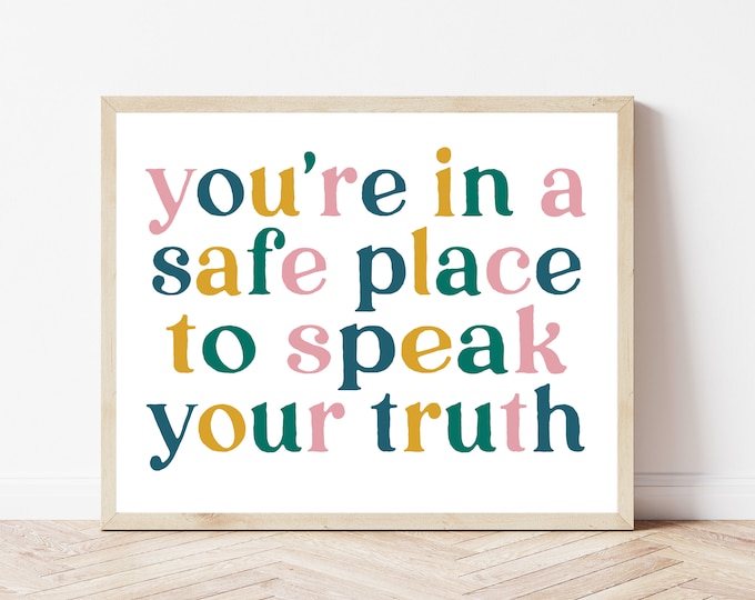 Therapy Prints, Safe Place Sign, Counselor Wall Art, Social Worker ...