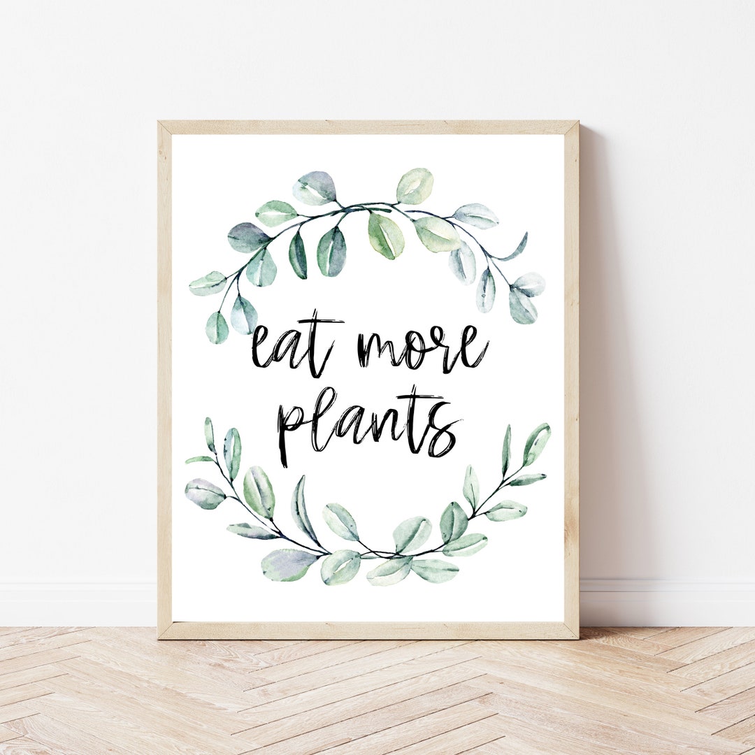 Plant Based Poster Gift, Vegan Wall Art, Clean Eating, Eat More Plants ...
