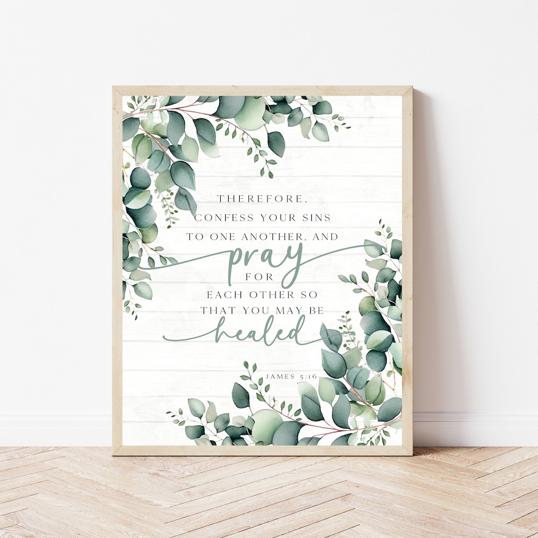 James 5:16, Farmhouse Bible Verse Wall Art Sign, Christian Prayer Gift ...