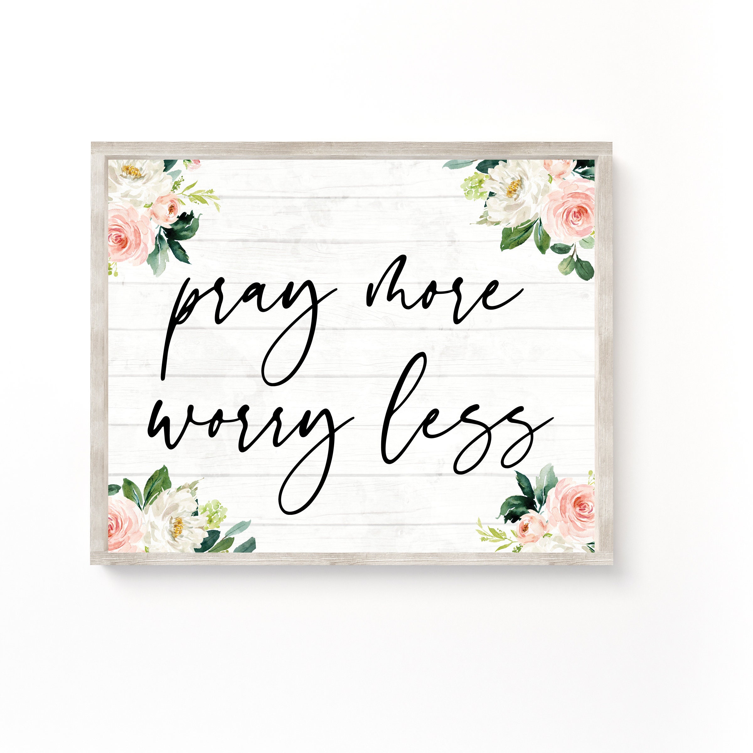 Christian Wall Art Pray More Worry Less Printable Wall Art | Etsy