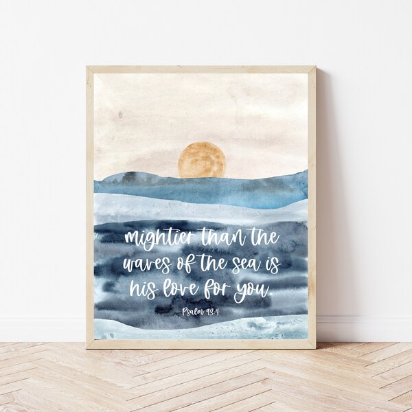 Modern Christian Poster Set of 2 Abstract Ocean Waves Wall Art, Trendy ...