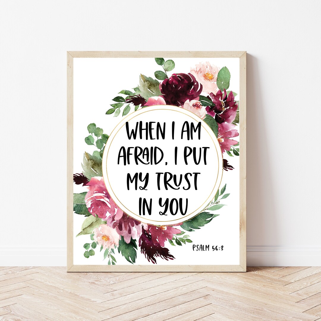 Sunday School Decor, Psalm 56, When I Am Afraid, Jesus Wall Art Prints ...