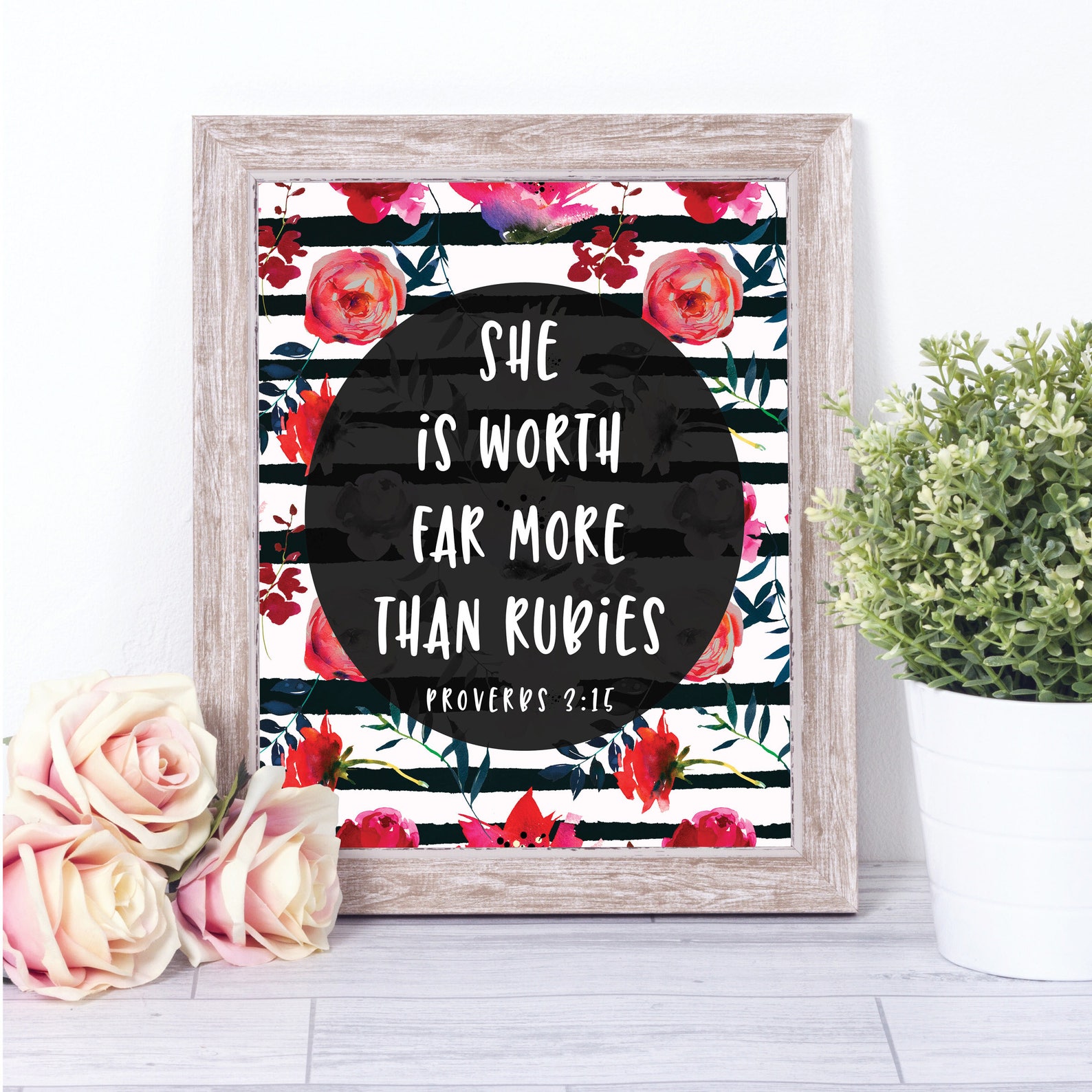 She Is Worth More Than Rubies Bible Verse Print Bible Etsy