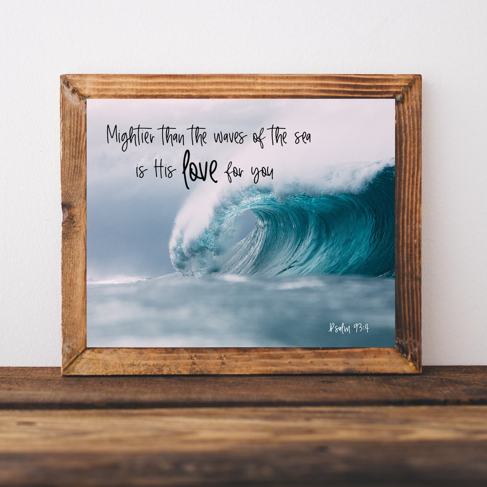 Ocean Scripture Prints Mightier Than the Waves Bible Verse | Etsy