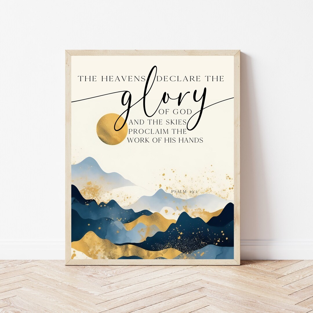 Boho Bible Verse Wall Art, Psalm 19:1 Printable, Modern Scripture Sign ...