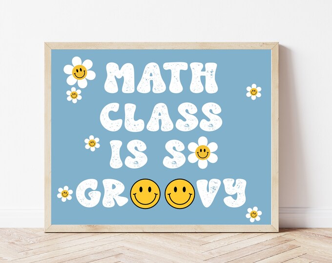 Boho Retro Math Poster, Groovy Math Classroom Decor, Elementary Middle ...