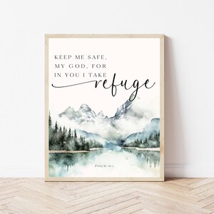 Christian Wall Art Printable, Psalm 16:1 Download, Bible Verse Bedroom ...
