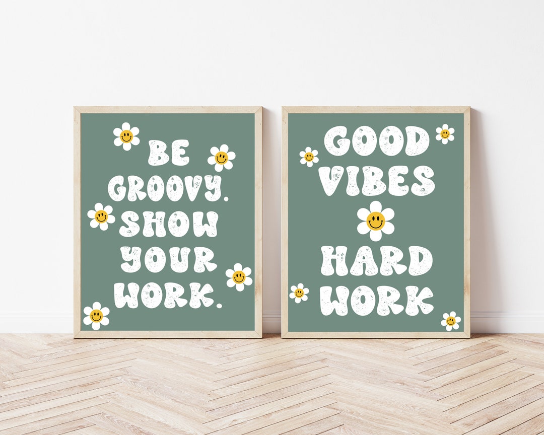 Groovy Classroom Decor Bundle, Retro Middle School Classroom Sign ...