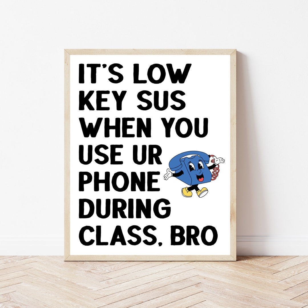 Cute High School Classroom Rules Decor, Funny Math Poster, No Phones ...