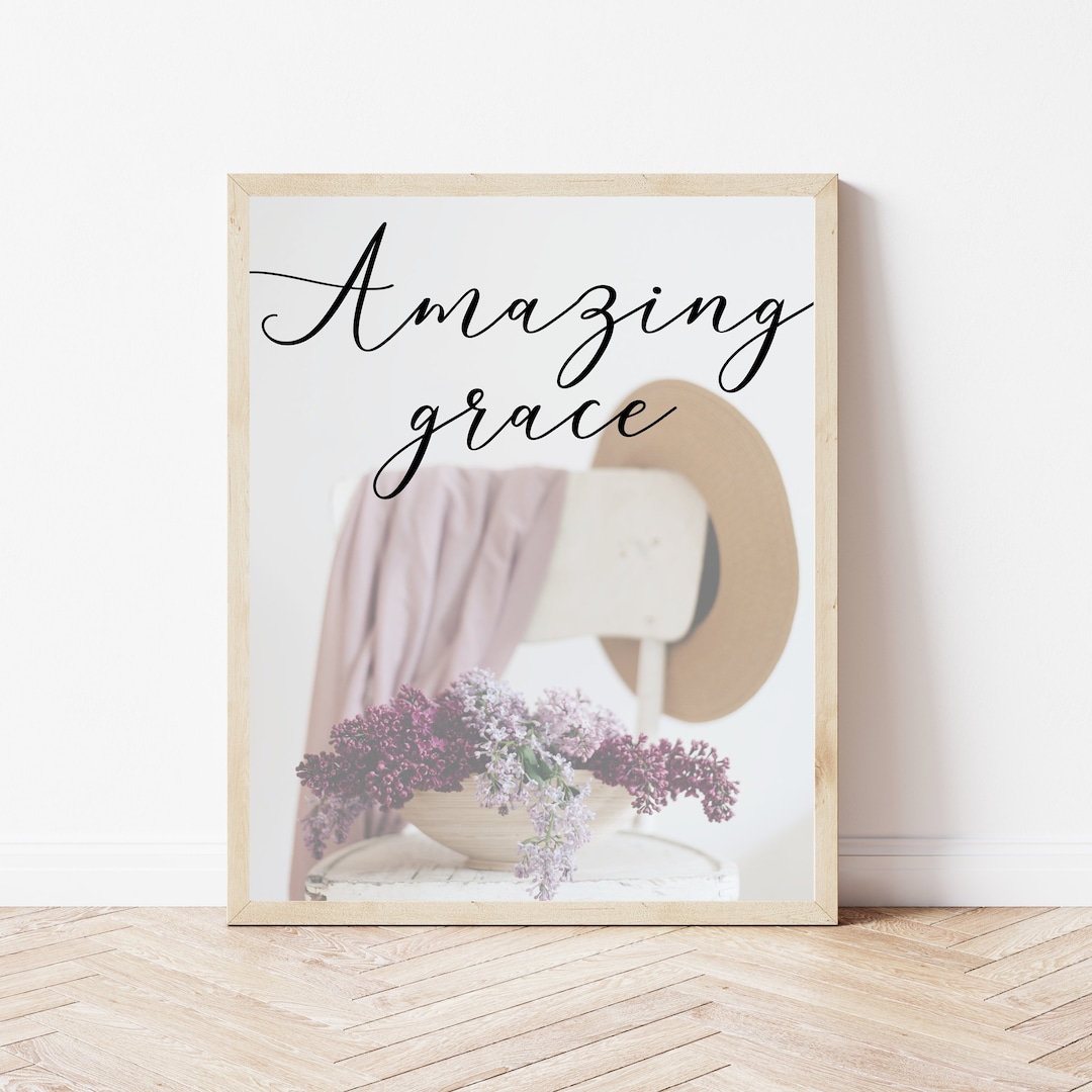 Amazing Grace Print, Christian Wall Art Prints, Rustic Christian Decor ...
