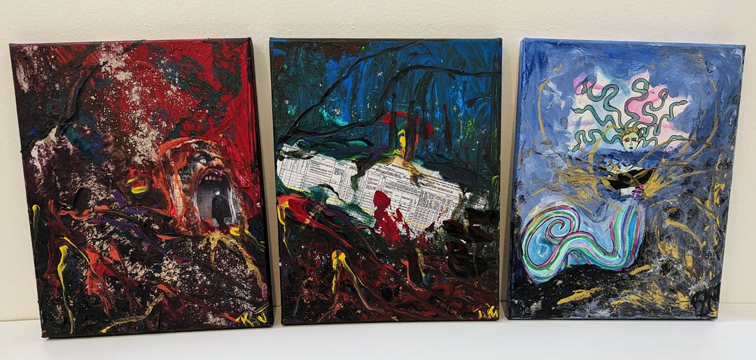 Trauma Series, All Three Original Paintings. Three Original Mixed Media ...