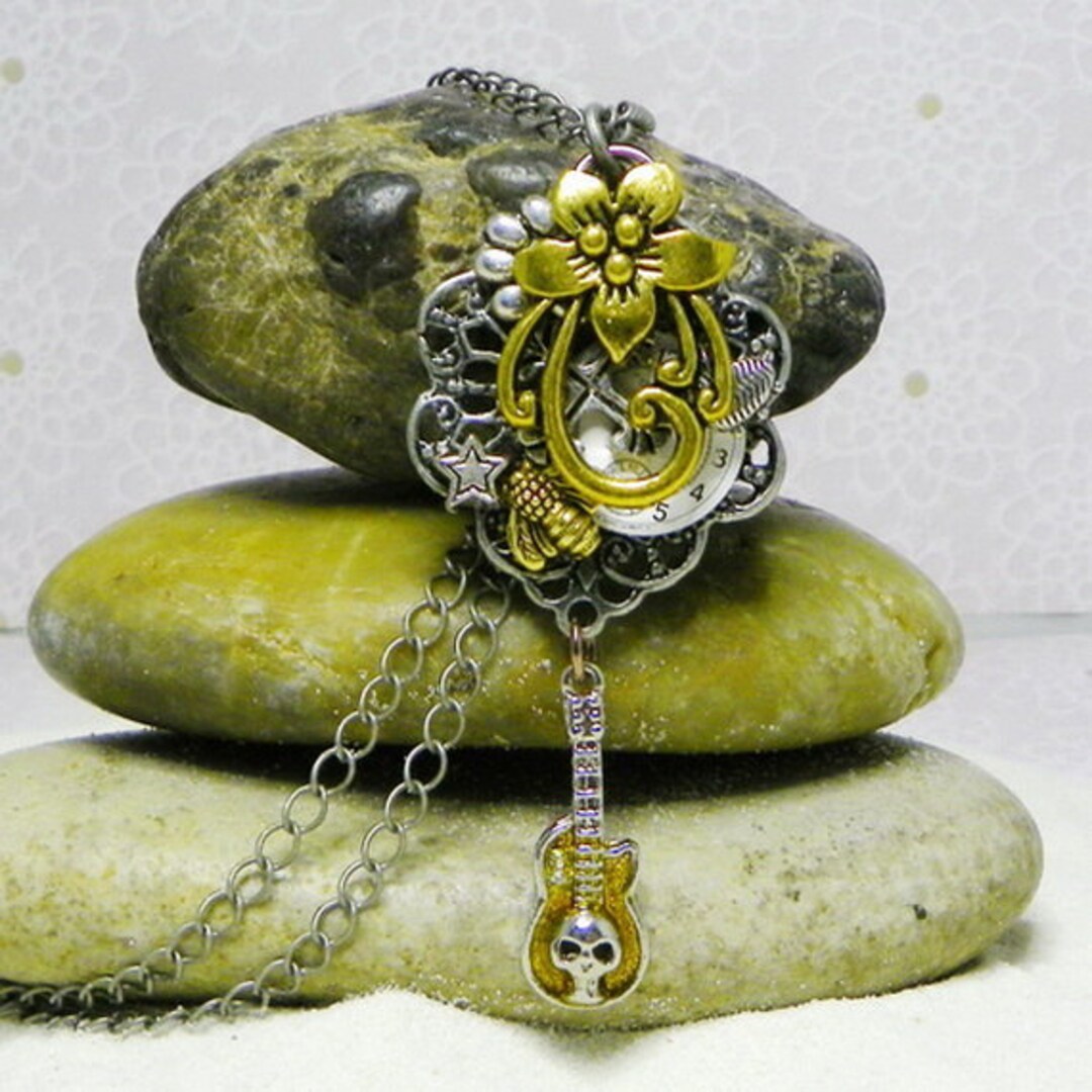 Steampunk Rock N' Roll Necklace - Etsy