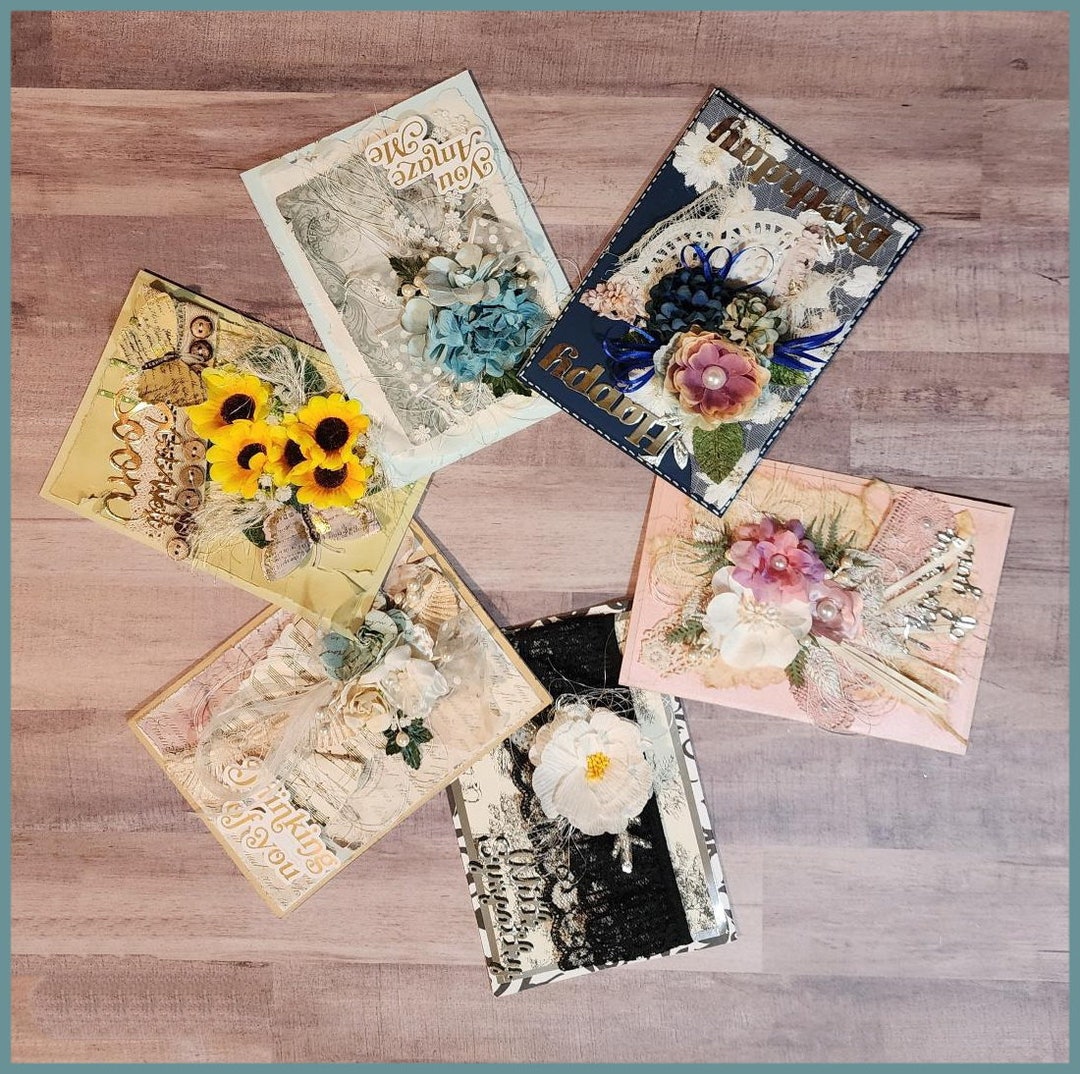 Shabby Chic Greeting Cards: Embellished Floral Note Cards (5x7) - Etsy