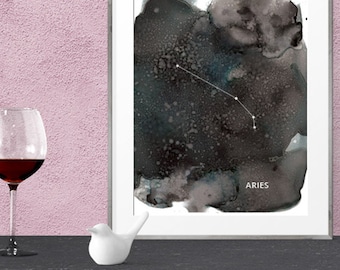 TAURUS - Zodiac Constellations on Alcohol Ink Astrology Sign Wall Art ...