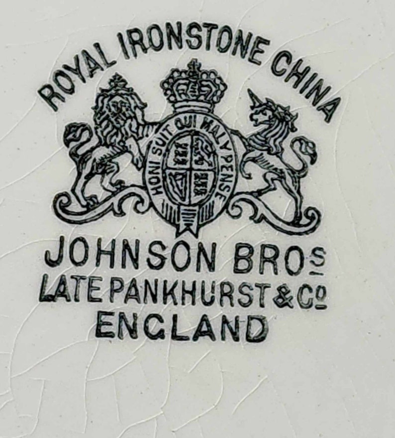 Royal Ironstone China Johnson Bros. Late Pankhurst & Co. England ...