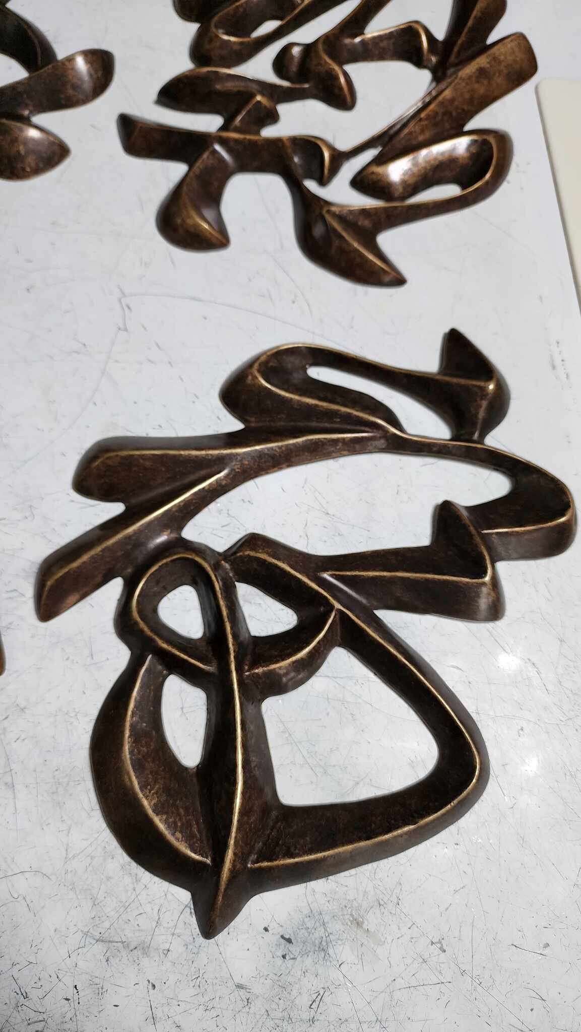 SPI San Pacific Int'l Asian Calligraphy Ant. Brass Symbol Wall Hanging ...