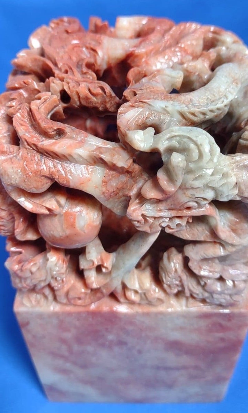 Chinese Collection Carved Red Stone Dragon Uncarved Seal - Etsy