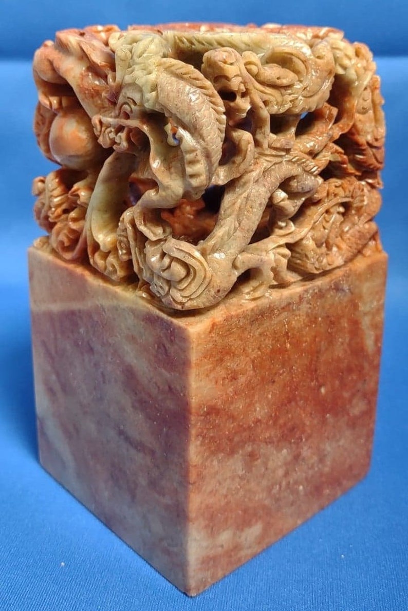 Chinese Collection Carved Red Stone Dragon Uncarved Seal - Etsy