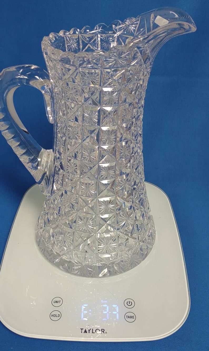 American Brilliant Cut Glass Pitcher "harvard" Pattern - Etsy