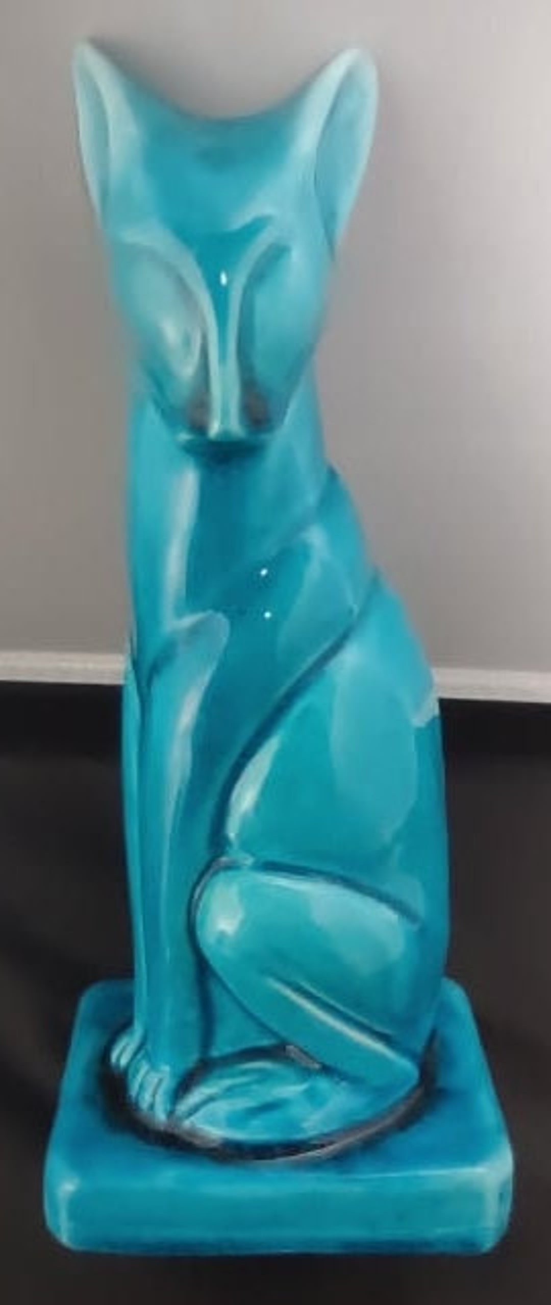 Chinese Porcelain Blue Glazed Cat Figure - Etsy