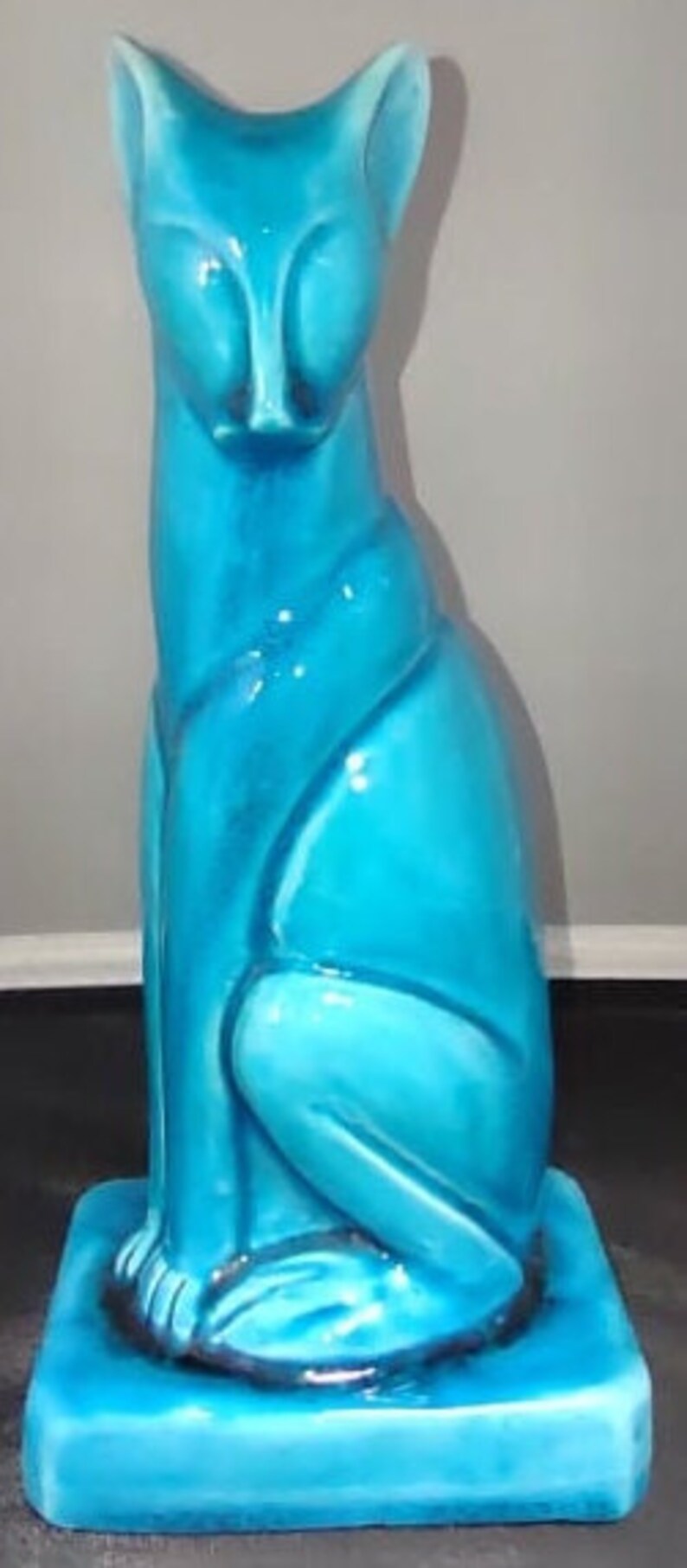 Chinese Porcelain Blue Glazed Cat Figure - Etsy