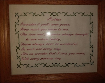 Mother Poem Cross Stitch - Etsy