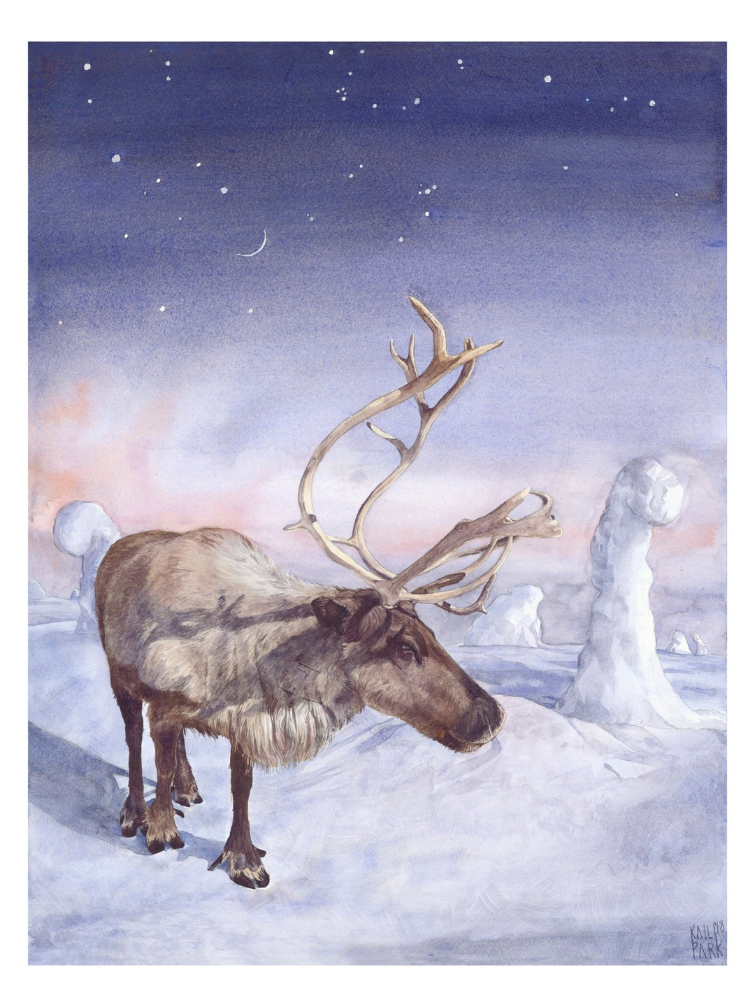 Elsa - Reindeer Watercolor Print - Etsy
