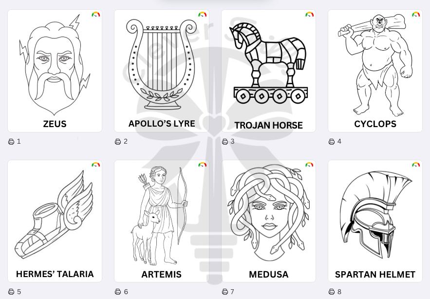 Greek Mythology Digital Coloring Book | 25 Page PDF | Gods, Monsters ...