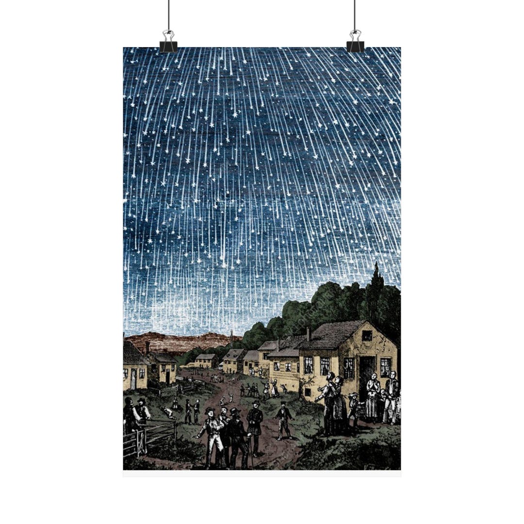 Meteor Shower of 1833 Vintage Starry Sky Matte Vertical Poster ...