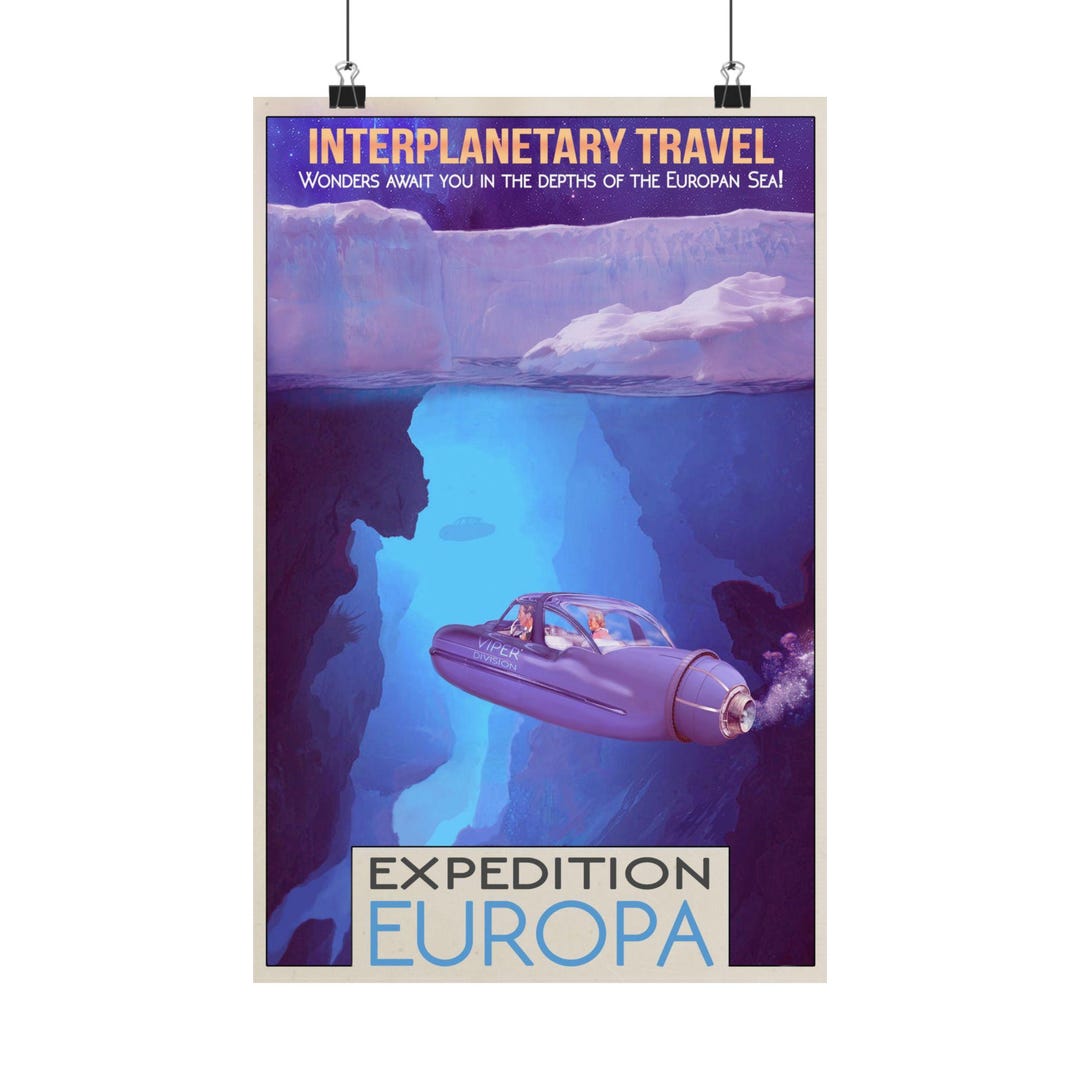 Interplanetary Travel Matte Vertical Poster - Expedition Europa Decor ...