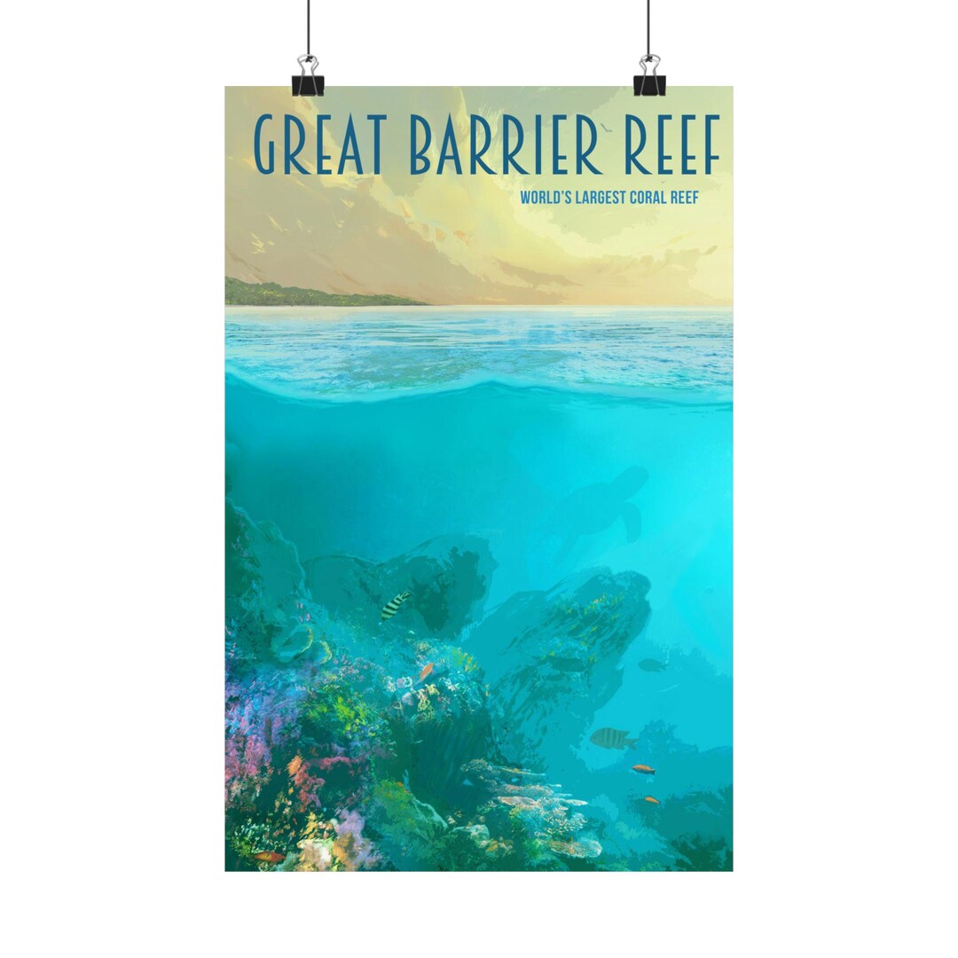 Great Barrier Reef Matte Vertical Poster - Ocean Art Print for Coastal ...