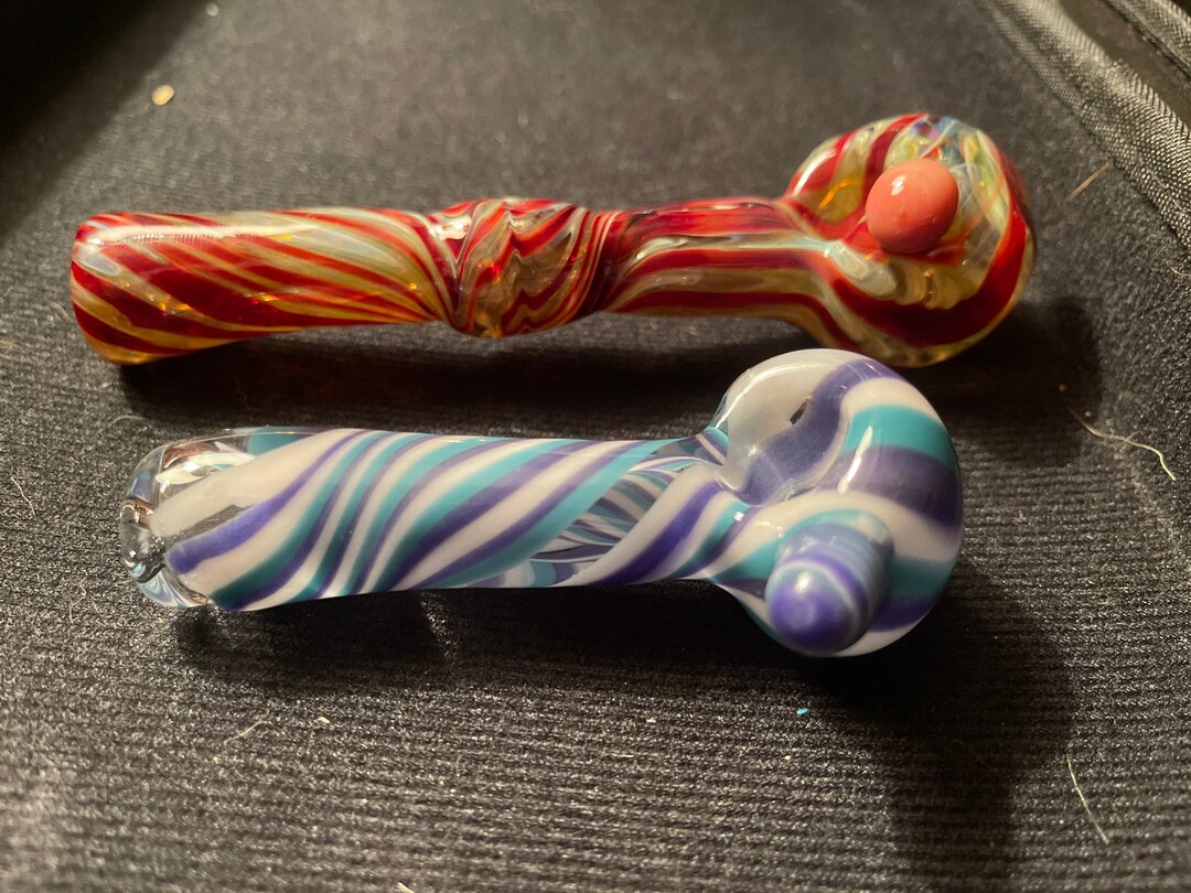 2 Color Changing American Handblown Glass Pyrex Pipe -spoon-bowl ...