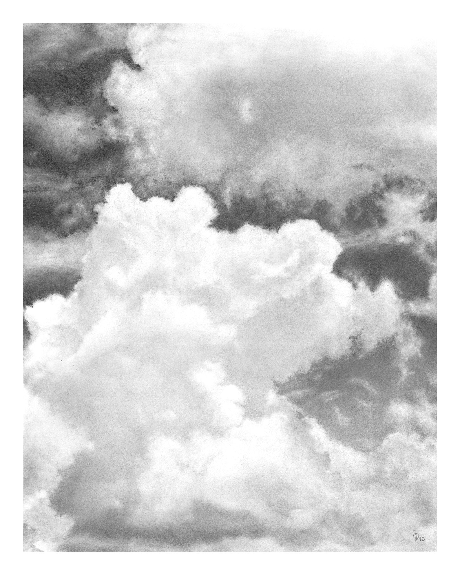 In the Clouds Pencil Drawing Print | Etsy