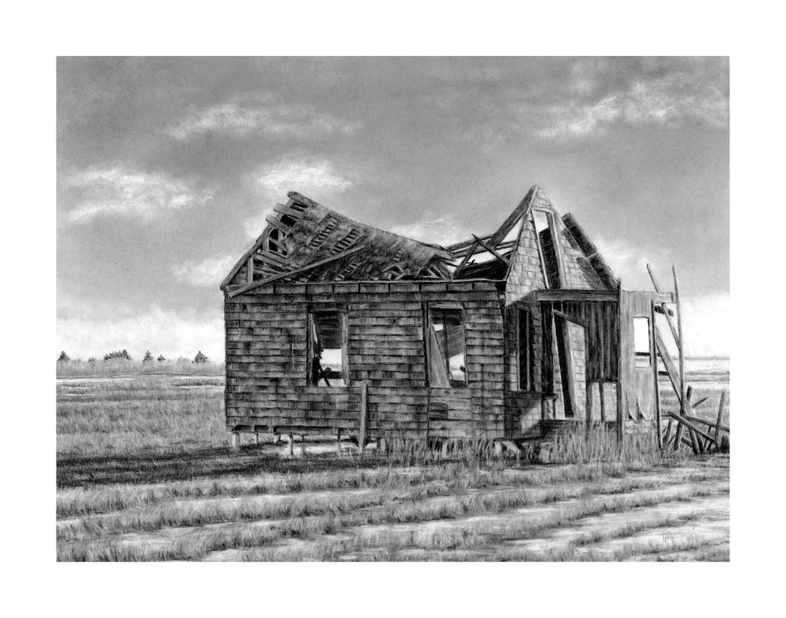 The Shack - Pencil Drawing Print of the Long Beach Island Shack - Etsy