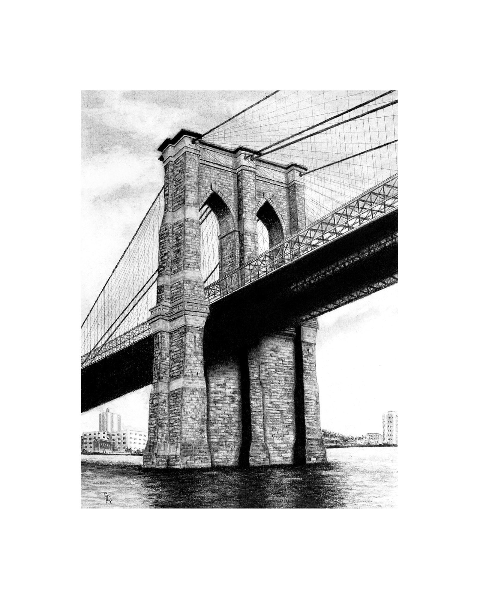 Brooklyn Bridge Pencil Drawing Print - Etsy Canada