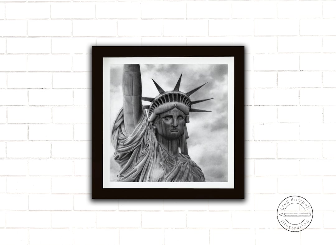 Statue of Liberty Pencil Drawing Print - Etsy