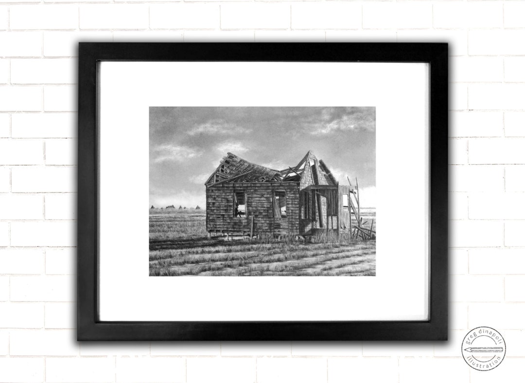 The Shack - Pencil Drawing Print of the Long Beach Island Shack - Etsy