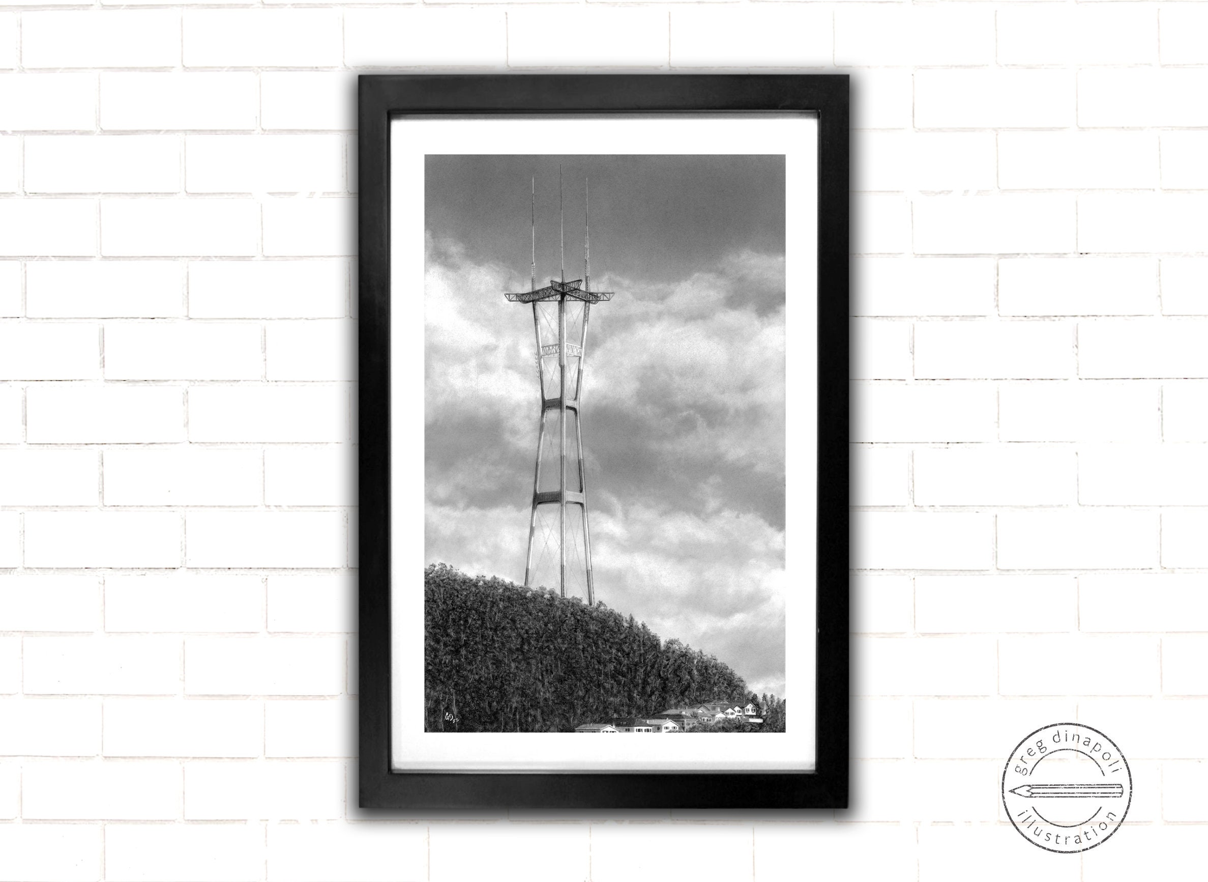 Sutro Tower San Francisco - Pencil Drawing Print - Etsy