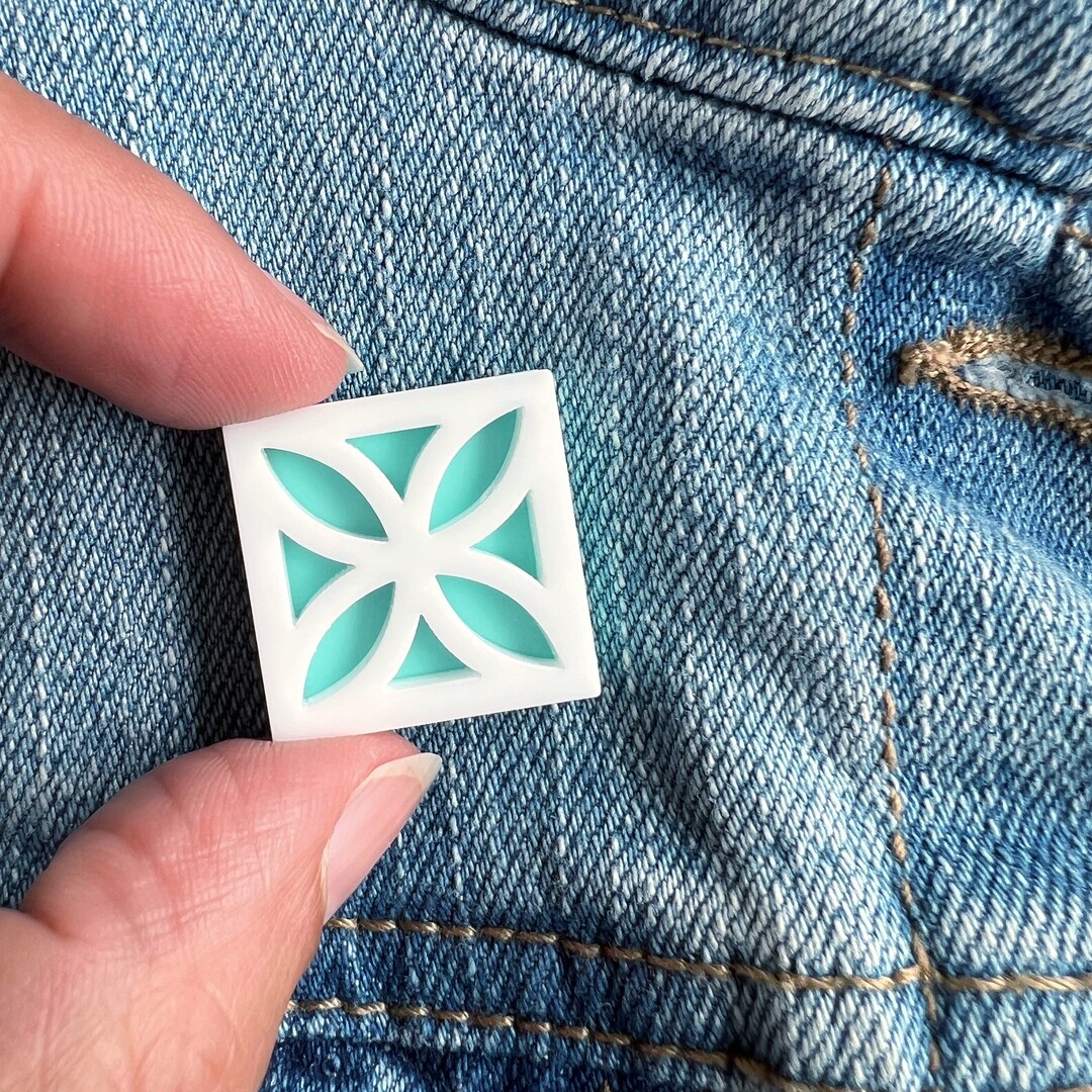Colourful Breeze Block Pin Brooch With Leaf Pattern - Etsy