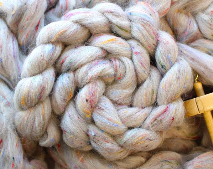4 or 8 Oz 'rainbow Tweed Alpaca' Tweed Rainbow Alpaca Wool Combed Top ...
