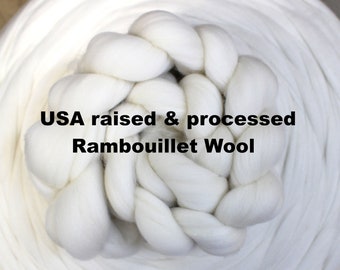 1 Lb. Undyed Rambouillet Combed Top USA Raised Bare Roving for Spinning ...
