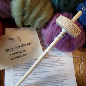 Drop Spindle Kit for Beginner W/ Fiber Top Whorl Handspinning Spindling ...