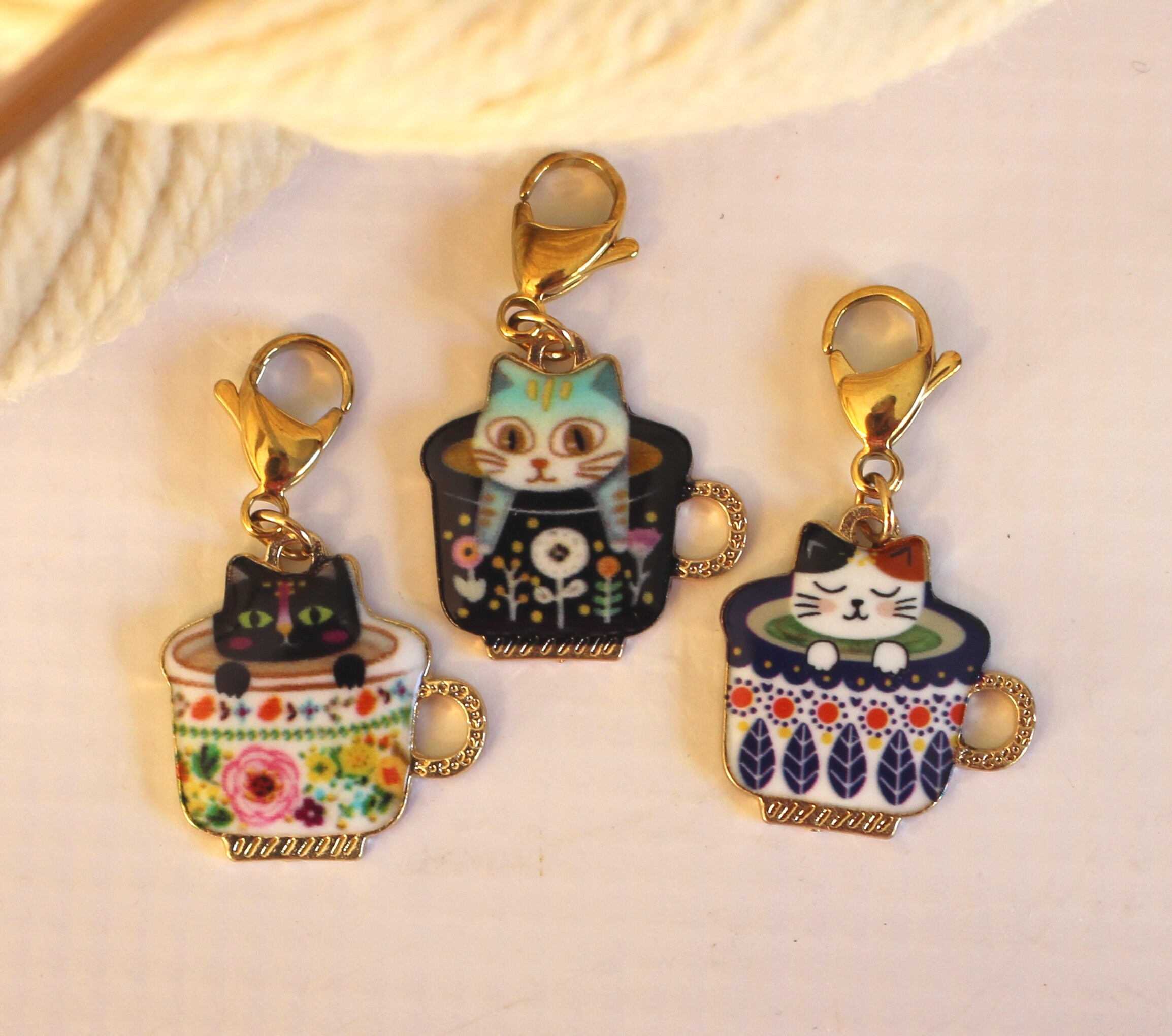 3 Stitch Marker Cat Kitten Set of Enamel Stitchmarker Knitting - Etsy