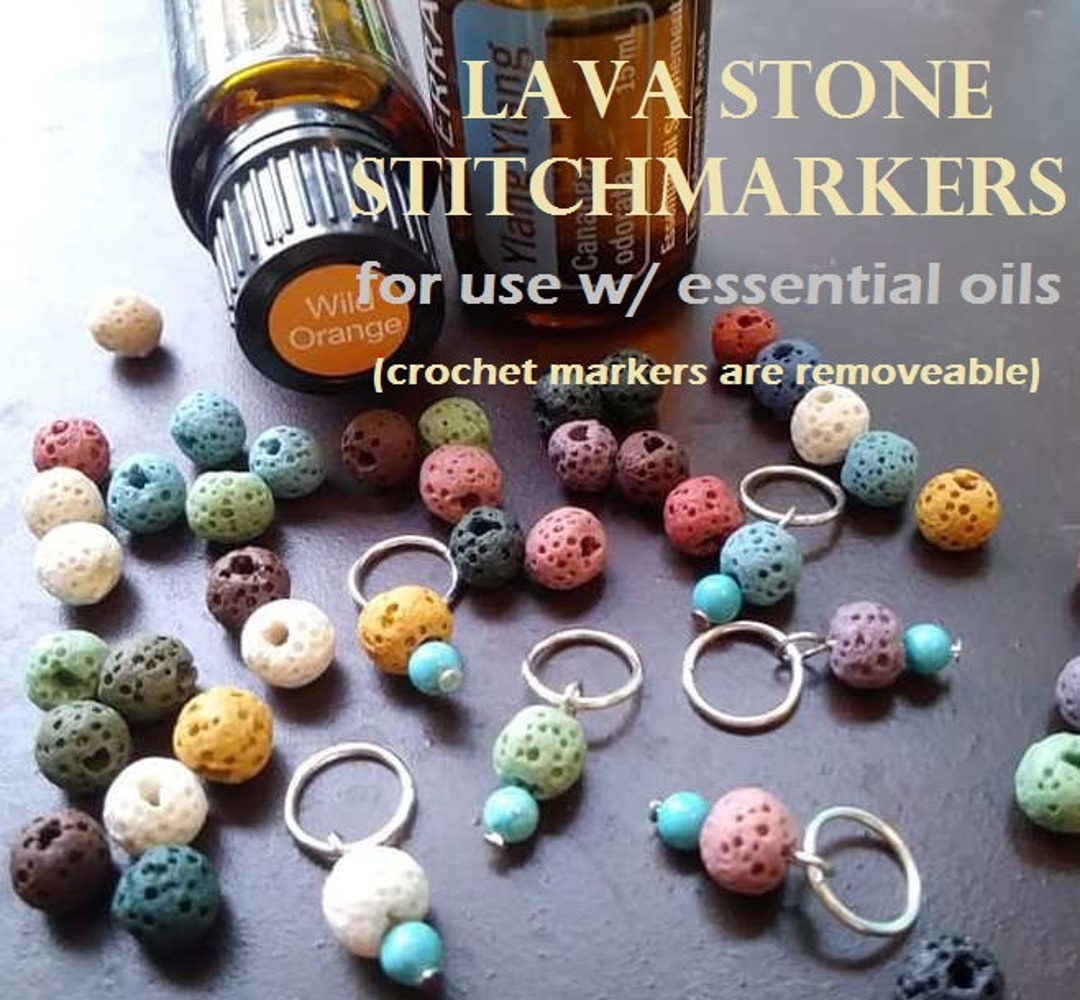 6 Lava Stone Essential Oil Stitch Markers Stitchmarker Knitting Crochet ...