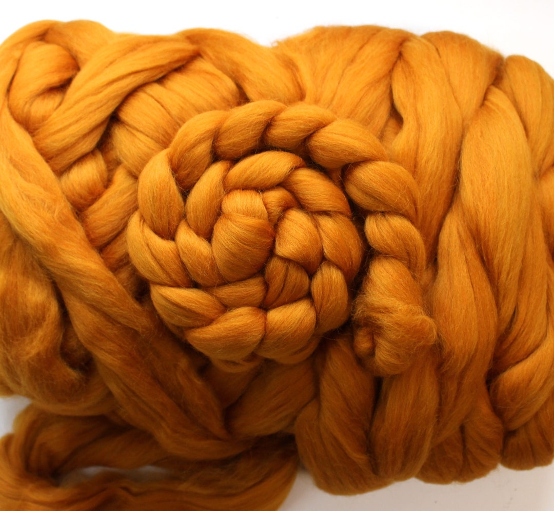 Corriedale Wool 'amber' Combed Top Roving Spinning Fiber Brown Orange ...